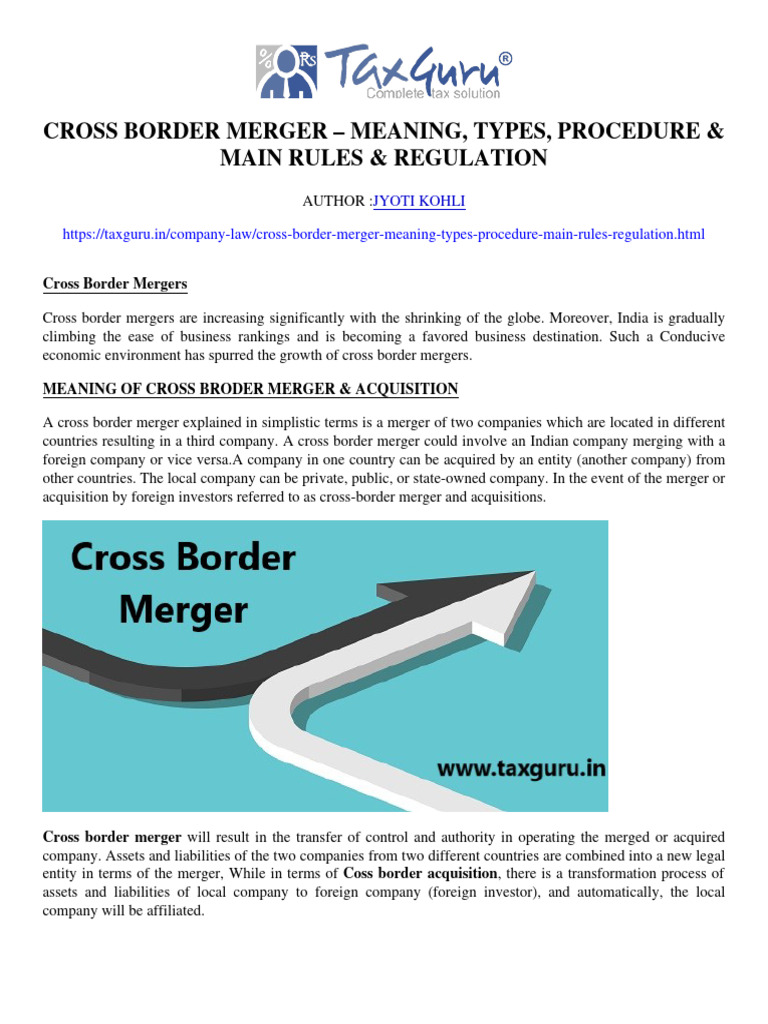 Cross Border Merger – Meaning, Types, Procedure & Main Rules ...