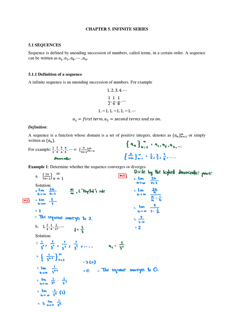 Note 13 Infinite Series - 220629 - 105419 | PDF | Sequence | Series (Mathematics)