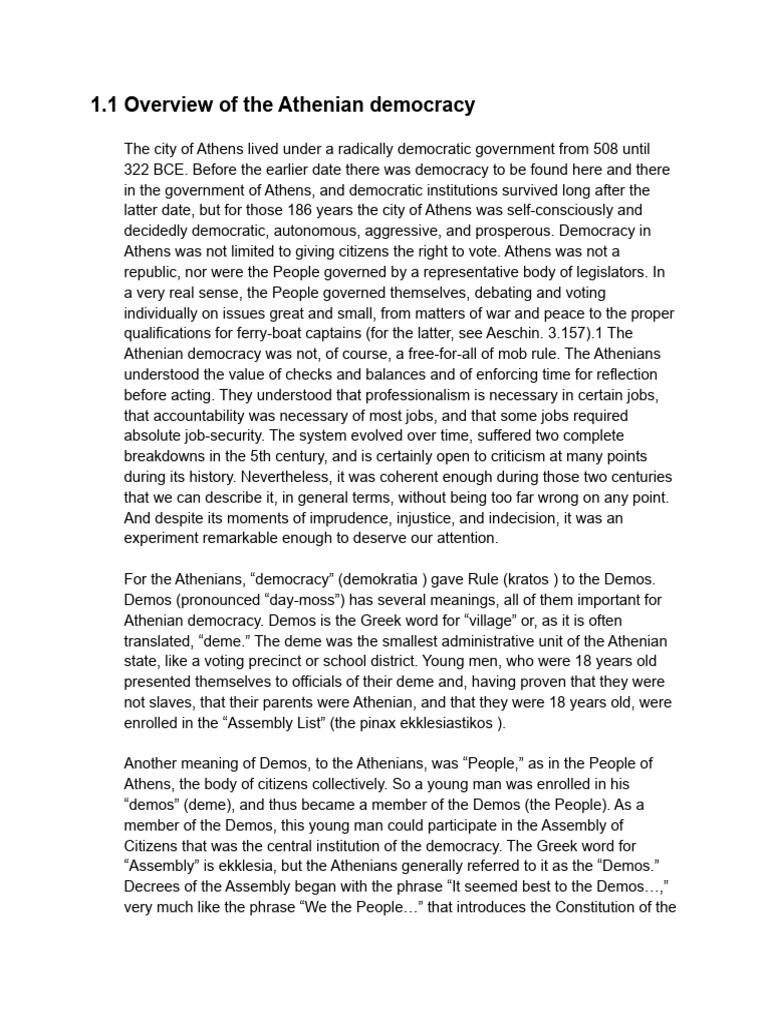 Athenian Democracy Final Civics | PDF | Democracy | Political Ideologies