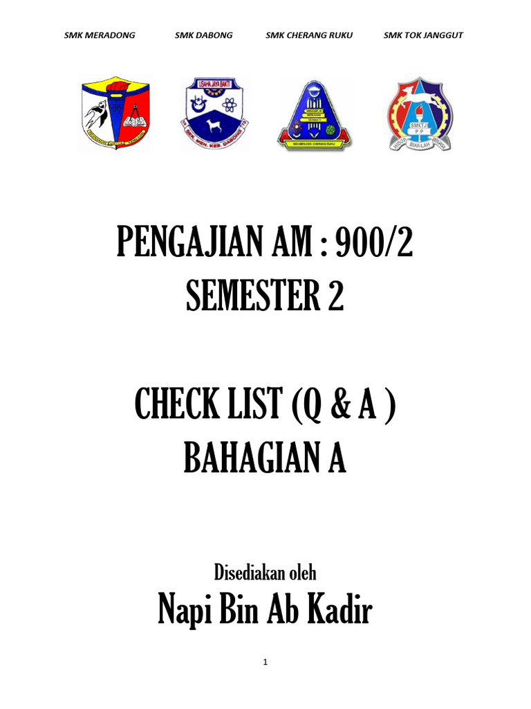 Check List Bahagian A Sem 2 (QNS) 2024 | PDF