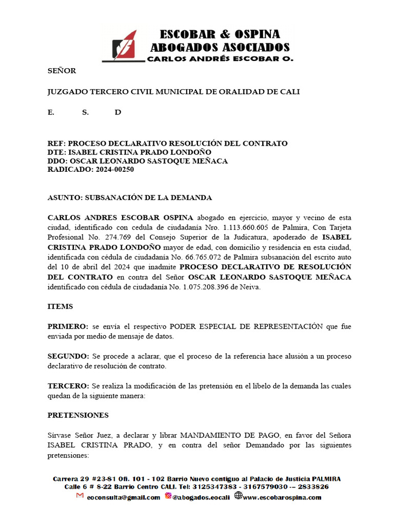 SUBSANACION DEMANDA ISABEL PRADO | PDF