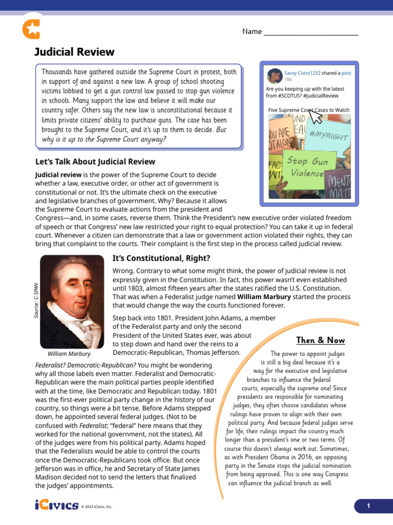 Judicial Review - Student Docs | PDF | Supreme Court Of The United ...