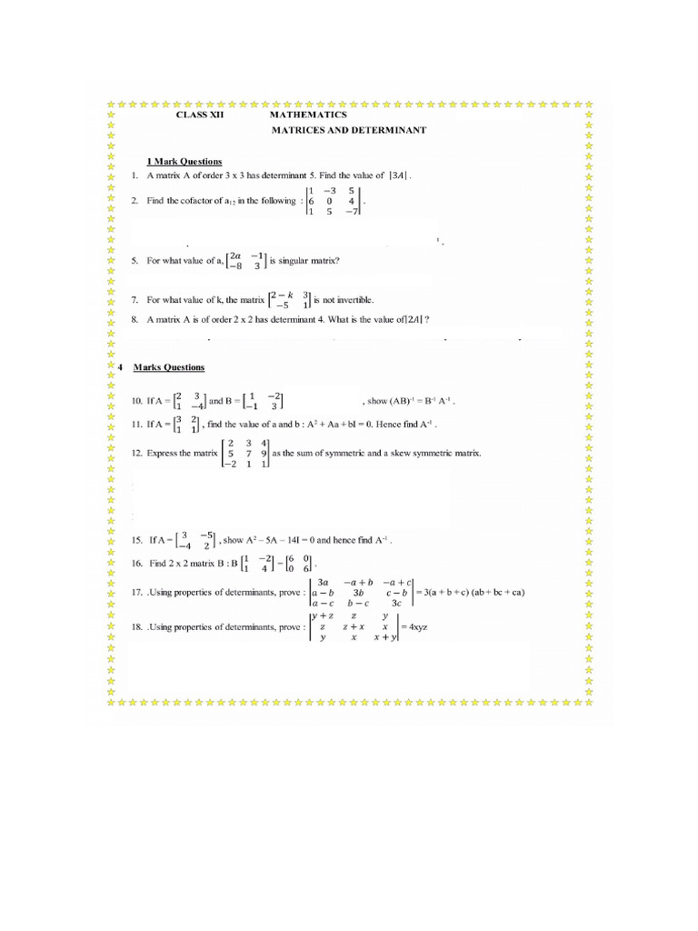 Matrices Test | PDF