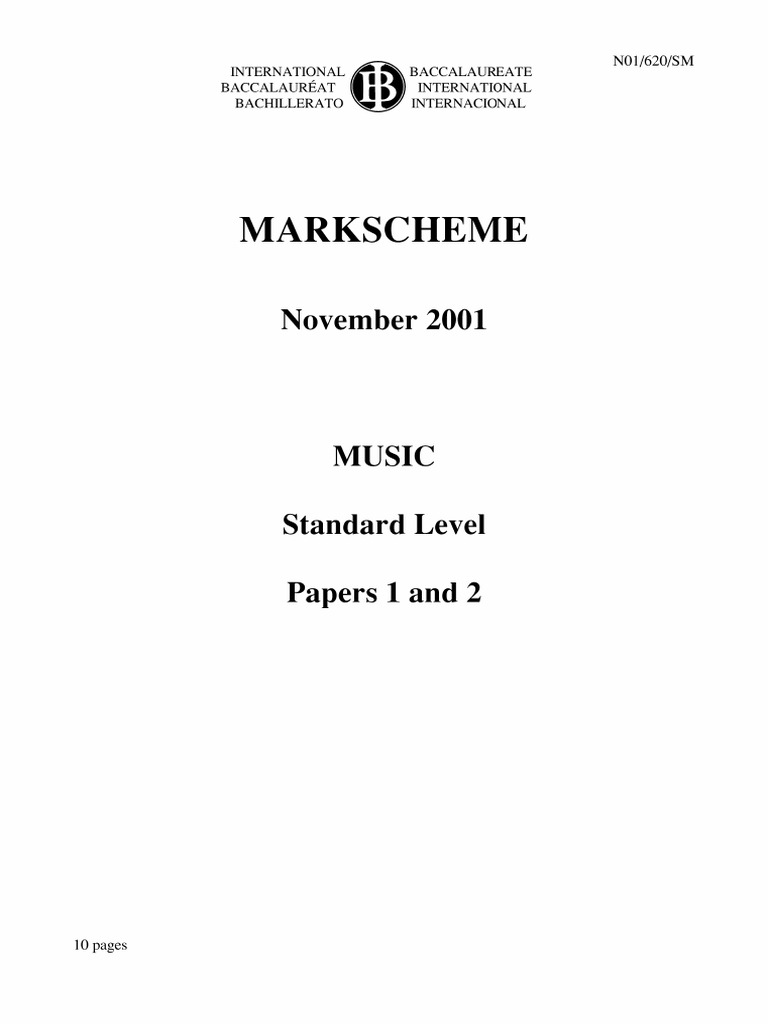 Music Paper 1 2 SL Markscheme | PDF