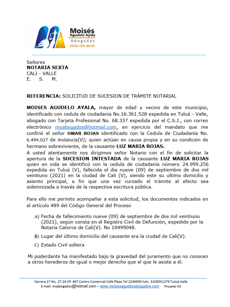 Omar Rojas Ss Cali | PDF | Herencia | Documento de identidad