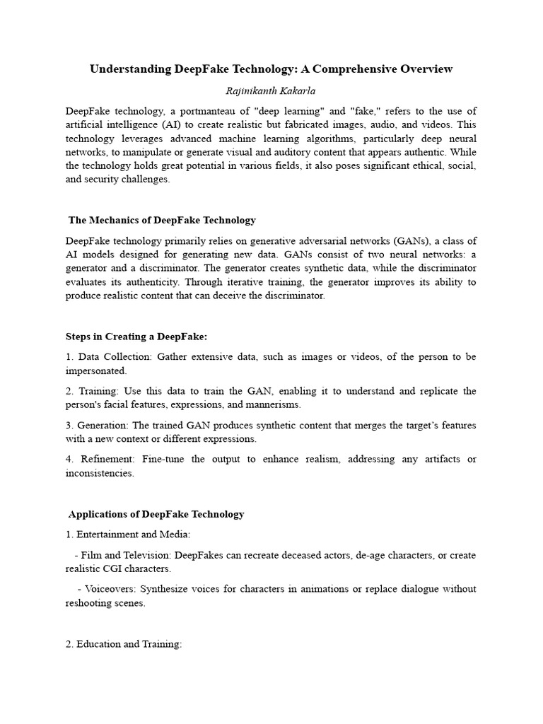 Understanding DeepFake Technology | Download Free PDF | Artificial ...