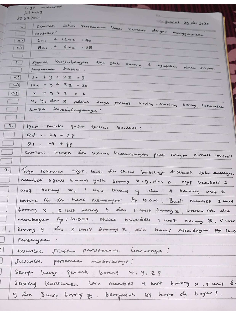 Jawaban MTK Bisnis Alya 23ma2 | PDF