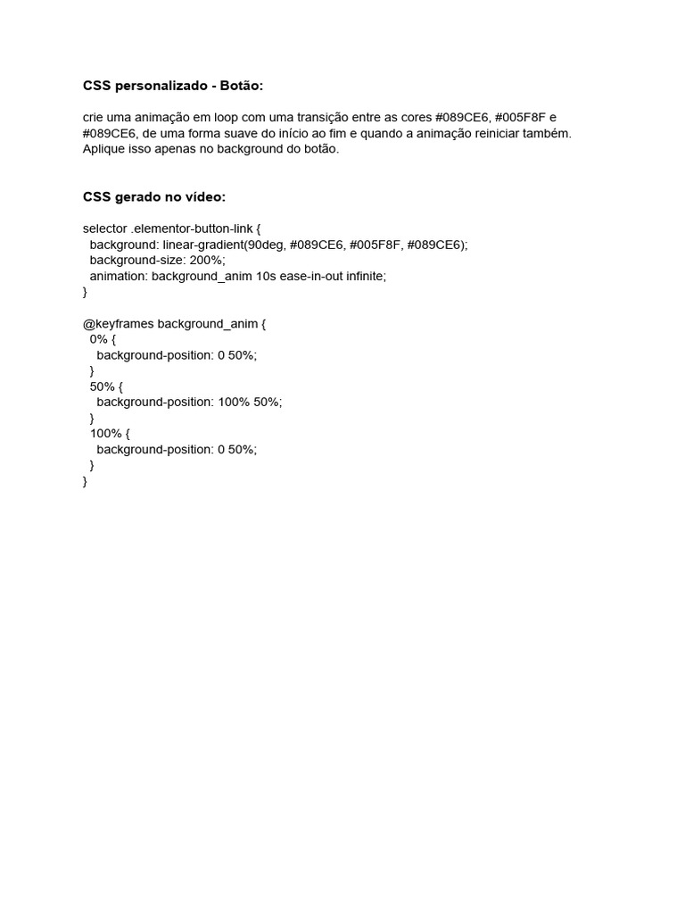 Prompts - CSS Personalizado - Chat GPT | PDF