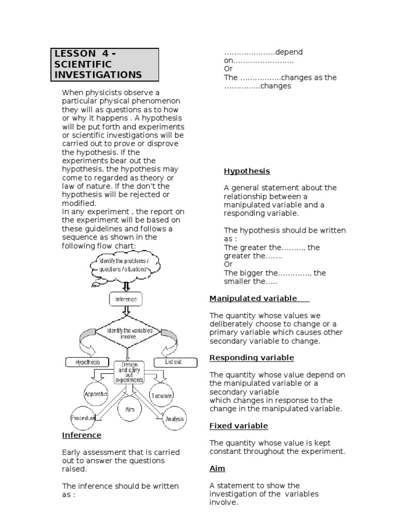 Lesson 4 - Scientific Investigations | PDF | Experiment | Hypothesis