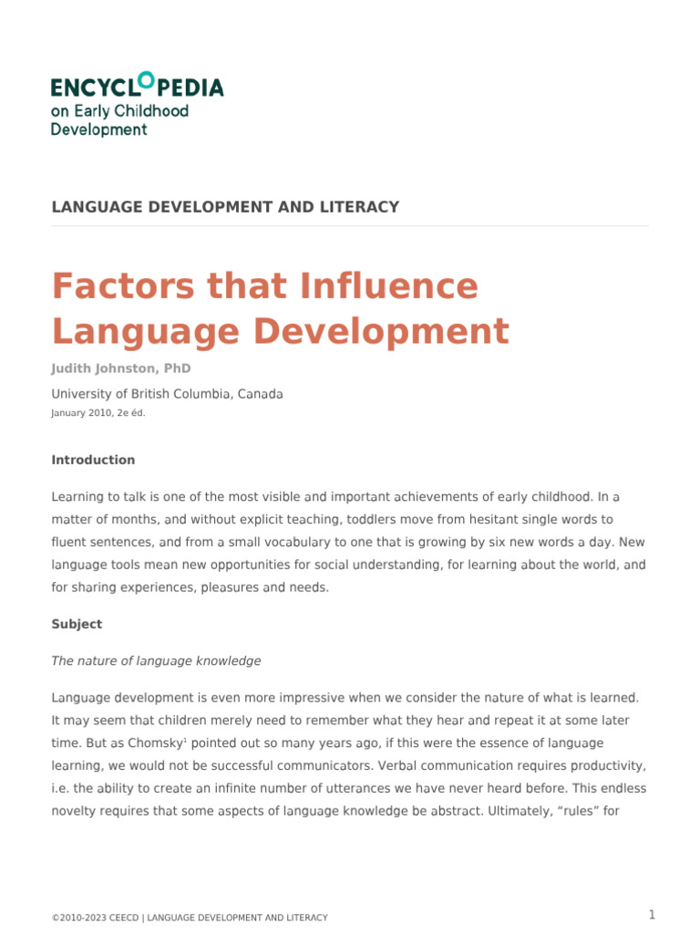 factors-influence-language-development | Download Free PDF | Language Acquisition | Language ...