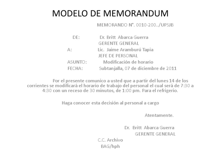 Modelo de Memorandum | PDF
