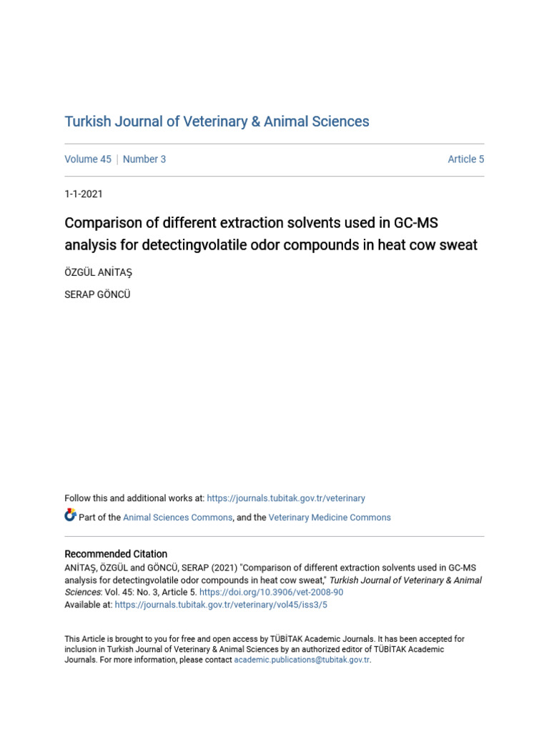 Comparison of Different Extraction Solvent Used in GC-MS Analysi | PDF ...