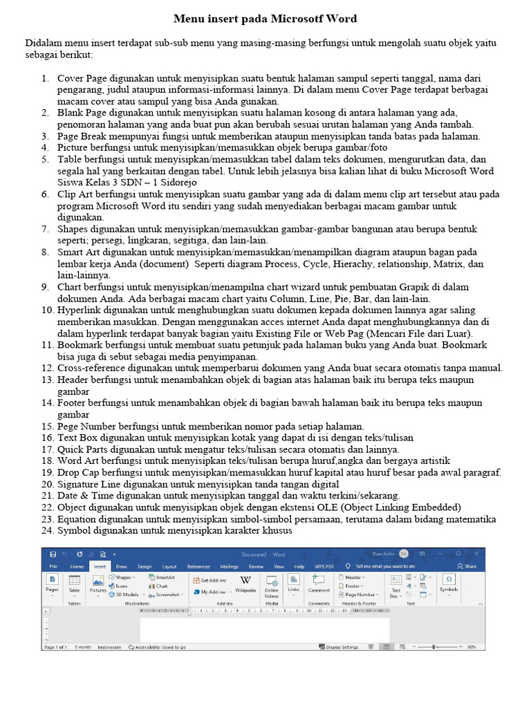 Menu Insert Danpage Layout Pada Microsotf Word | PDF
