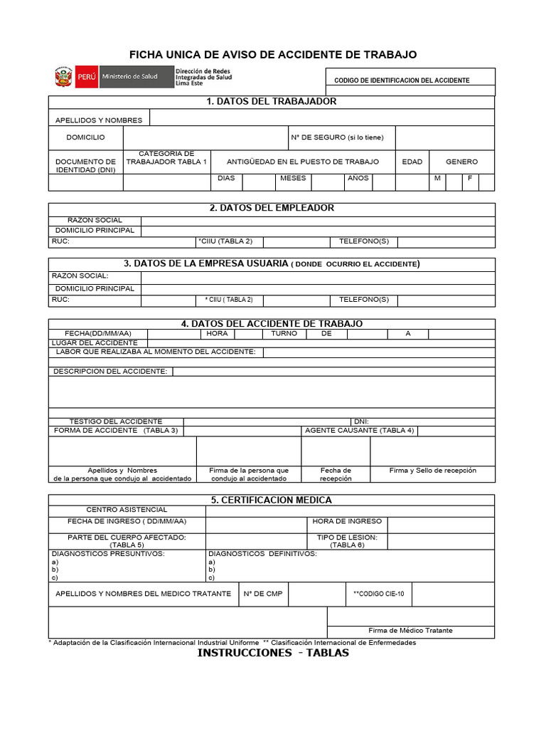 Ficha Accidente Minsa | PDF