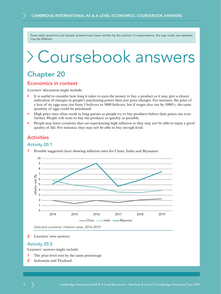 AS & A Level Economics Coursebook Answers | PDF | Inflation | Aggregate ...
