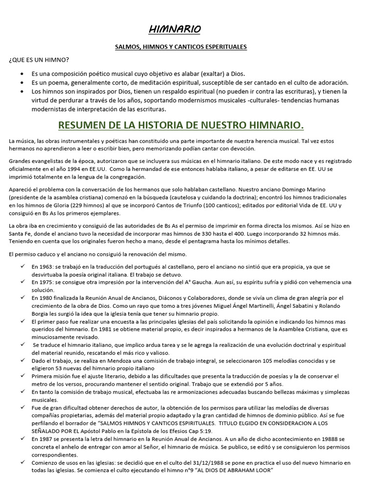 Trabajo Practico Himnario Completo | PDF | Himnos | Salmos