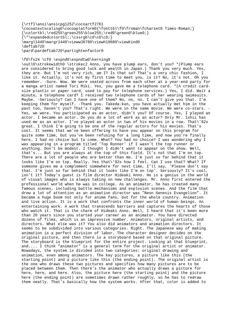 Entrevista Hideaki Anno NHK 2004 | PDF | Animation | Anime