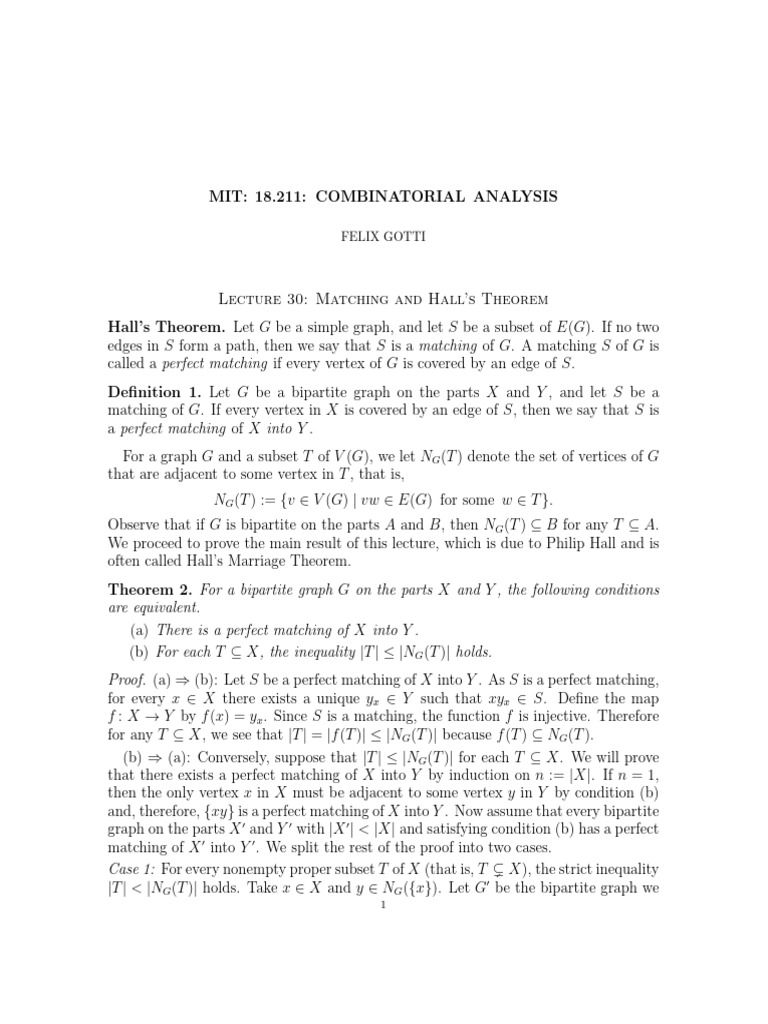 Matching And Halls Theorem Pdf Computational Complexity Theory Graph Theory