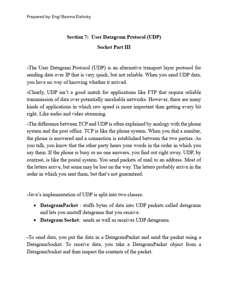 Network Programming Section 7 | PDF | Port (Computer Networking) | Data Transmission