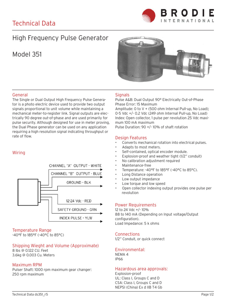 351 High Frequency Pulse Generator Datasheet | PDF | Electrical ...