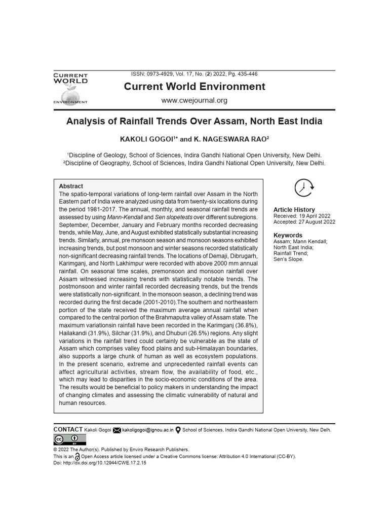 Assam Rainfall Trends Analysis 1981-2017 | PDF | Earth Sciences ...