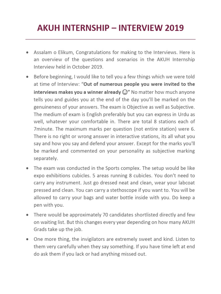 Akuh Interview 2019 | PDF | Health Care | Medicine