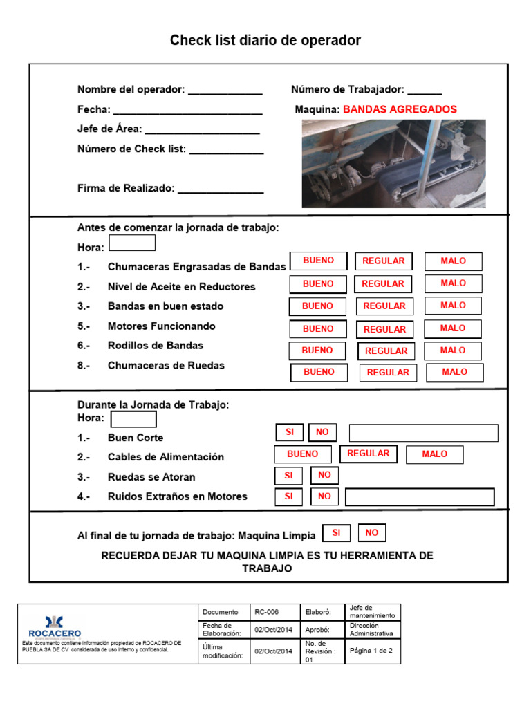 check list bandas de agregados RC-006 | PDF