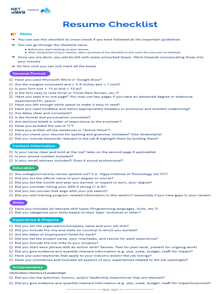 Resume-Checklist | PDF | Résumé | Linguistics