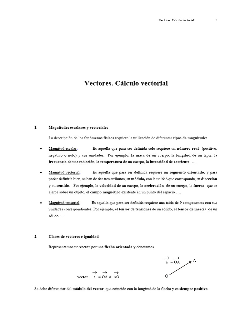 0 - Vectores. Cálculo Vectorial | PDF | Vector Euclidiano | Álgebra lineal