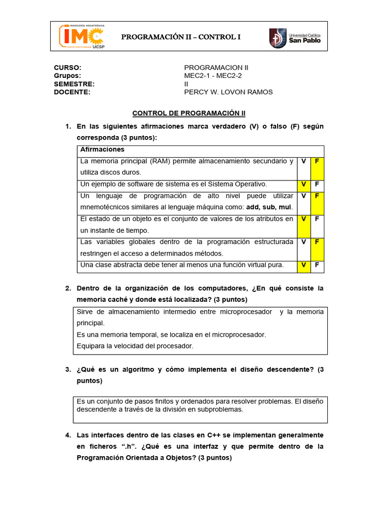 Control 1 Programación 2 - 2022-2 - Resolucion | PDF | Programación de computadoras | Objeto ...