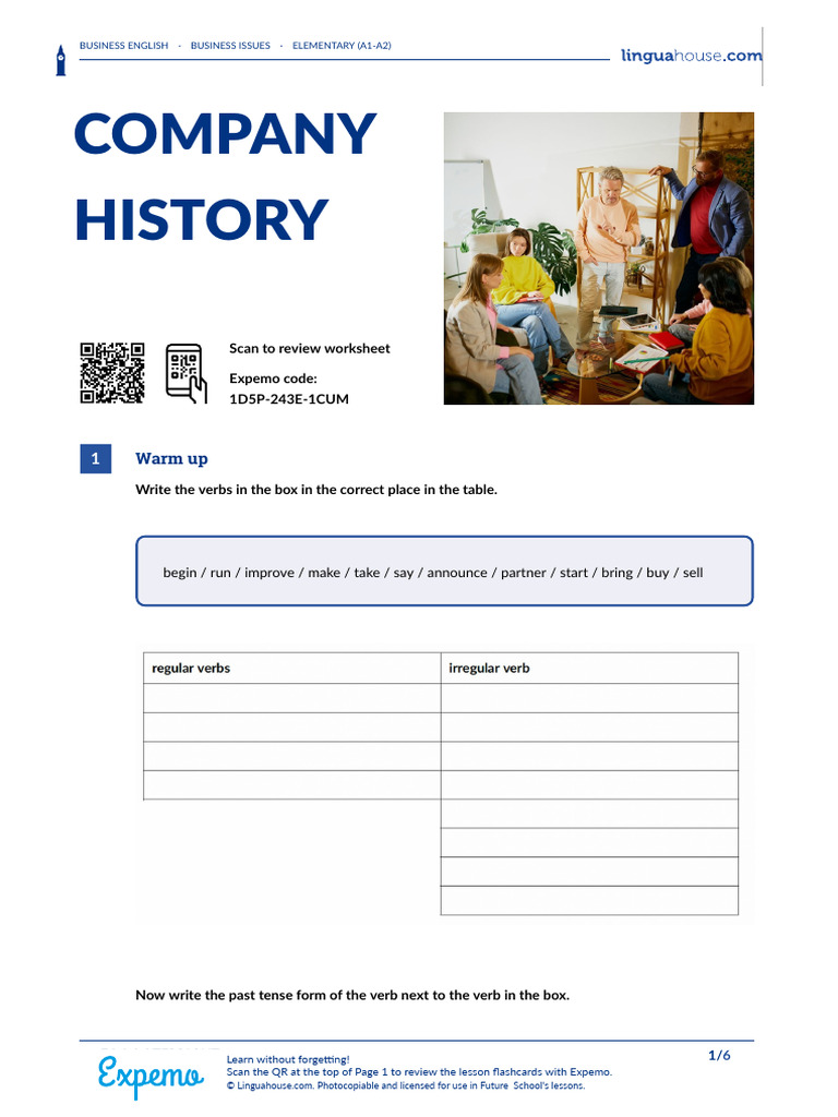 Business English: Company History A1-A2 | PDF