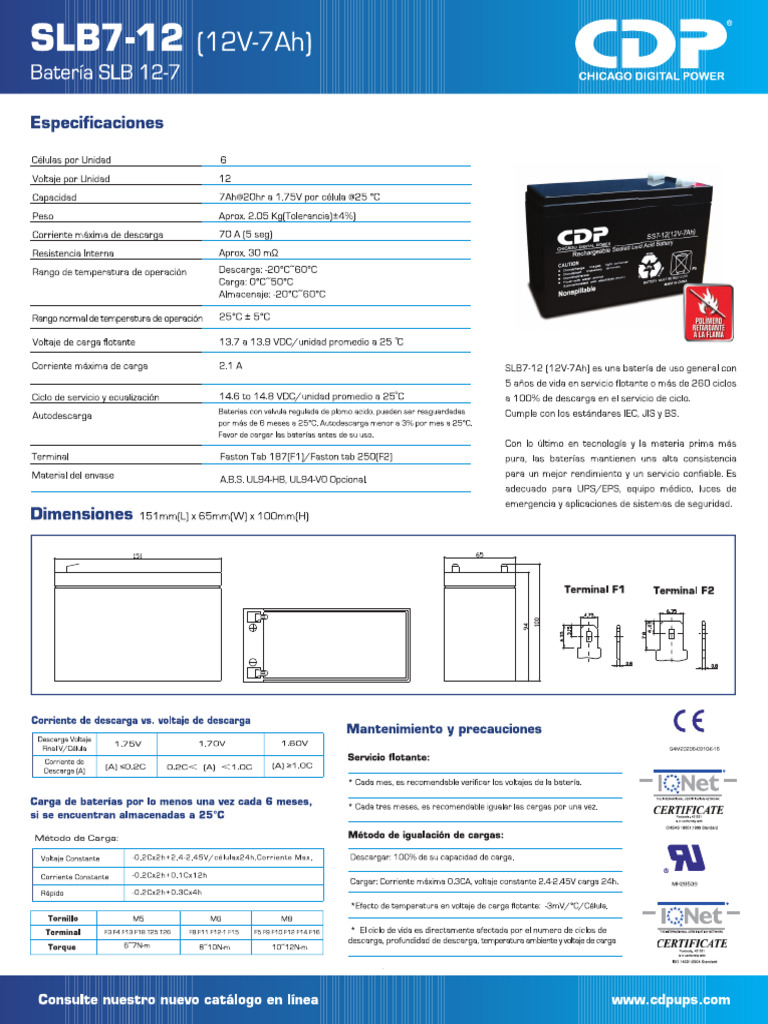 E5 - Baterias - 421-Catalogo SLB7 12 (12V 7ah) Spa | PDF