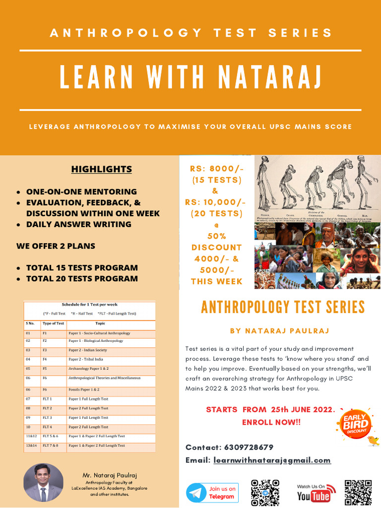 Nataraj's Anthropology Test Series 2023 | PDF | Anthropology | Mentorship