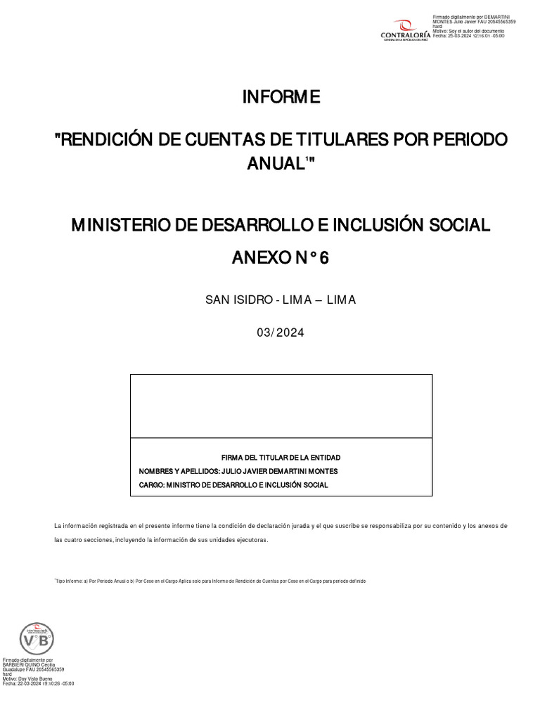 Informe de Rendicion de Cuentas Midis 2023 | PDF | Documento de identidad | Pobreza