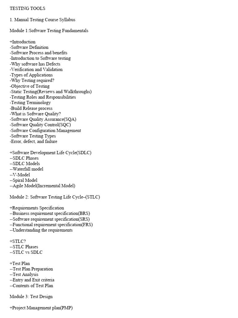Syllabus For Manual and Automation | PDF | Selenium (Software ...