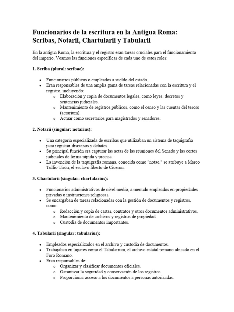 Funcionarios de La Escritura en La Antigua Roma | PDF | imperio Romano ...