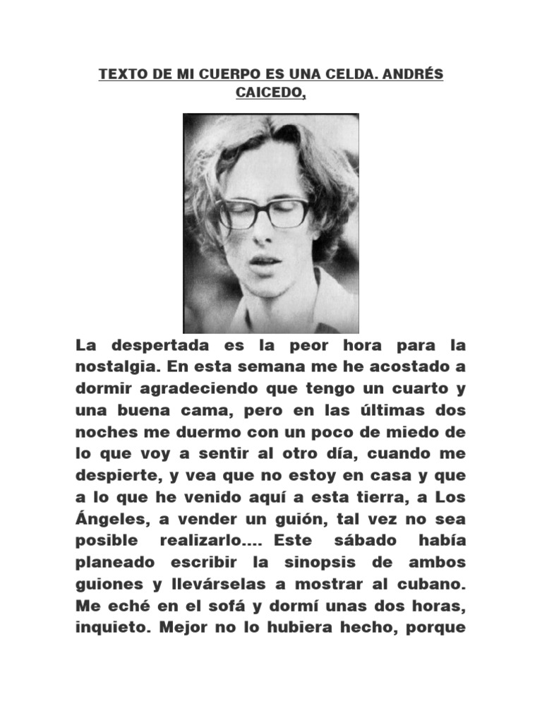 MI CUERPO ES UNA CELDA. ANDRÉS CAICEDO | PDF