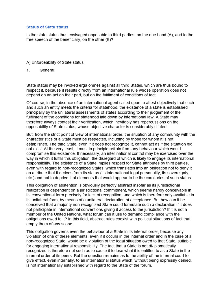 Enforceability of State Status Explained | PDF | Sovereignty ...