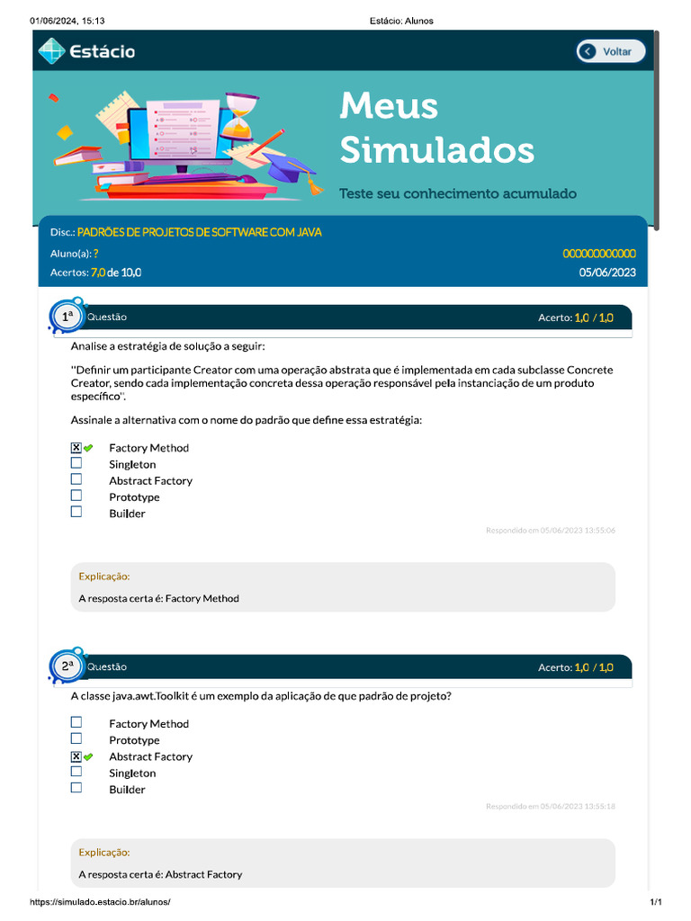 Simulado - Padrões de Projeto Com Java | PDF