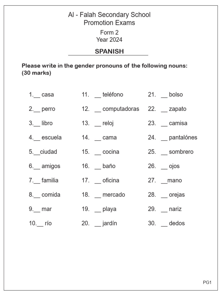 Spanish Form 2 | PDF