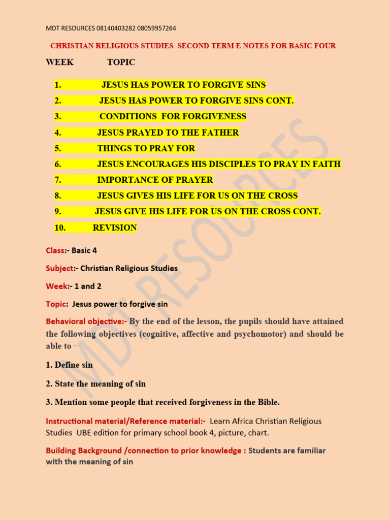 PRY 4 CRS 2nd Term | PDF | Forgiveness | Prayer