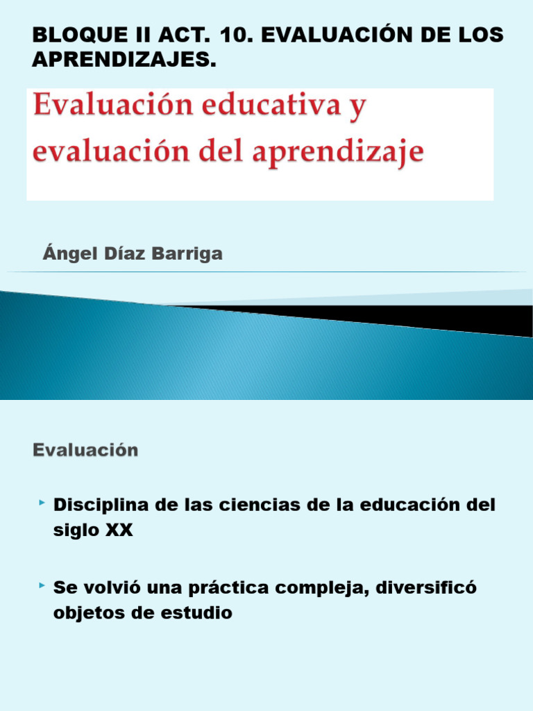 Bloque II Act. 10. Evaluación de Los Aprendizajes. | PDF | Evaluación | Programa para la ...