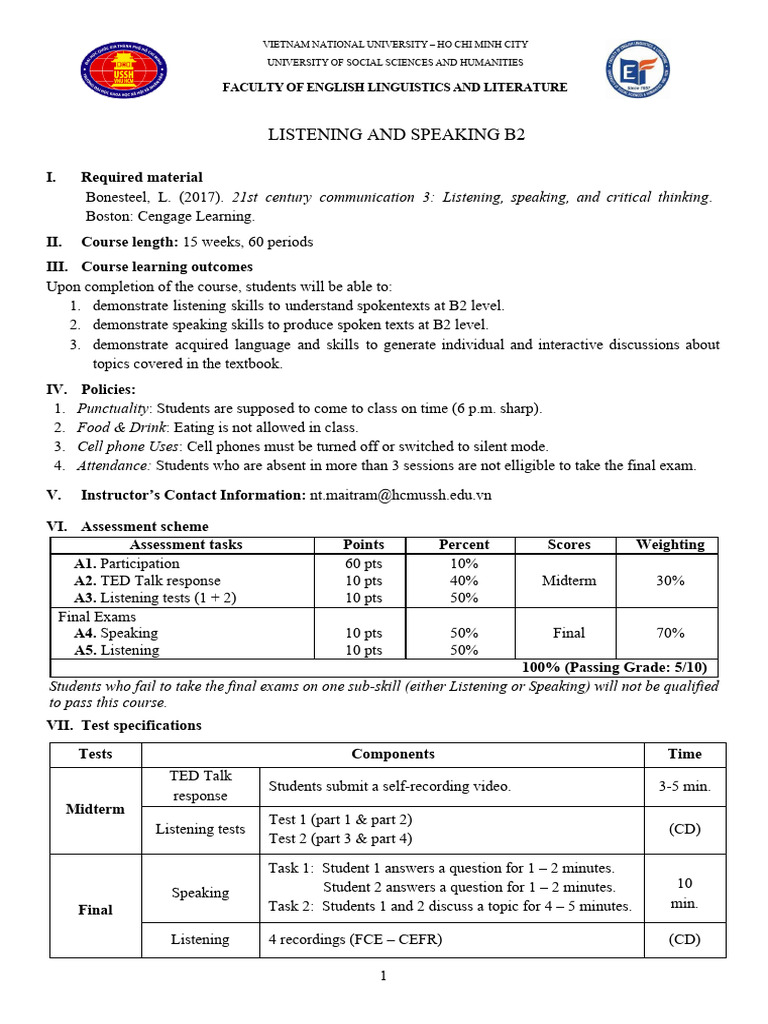 LS B2 - Course syllabus | PDF | Cognition | Learning