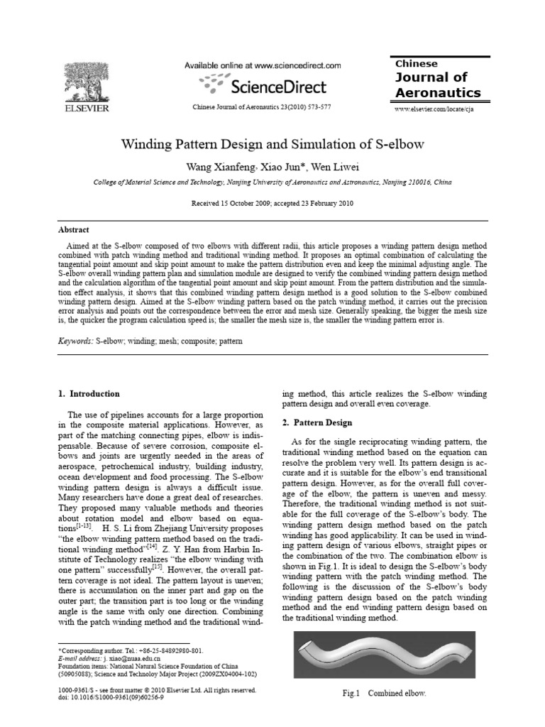 Winding Pattern Design and Simulation of S-Elbow | PDF | Equations