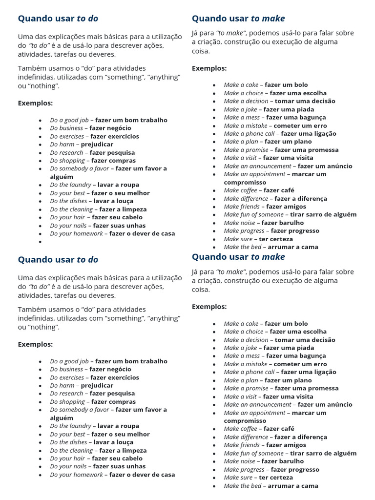 Quando usar DO and MAKE | PDF