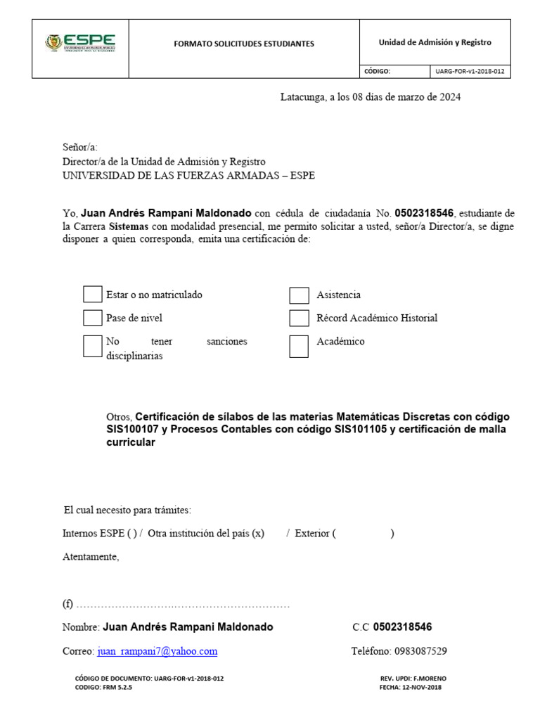 Espe Certificados | PDF