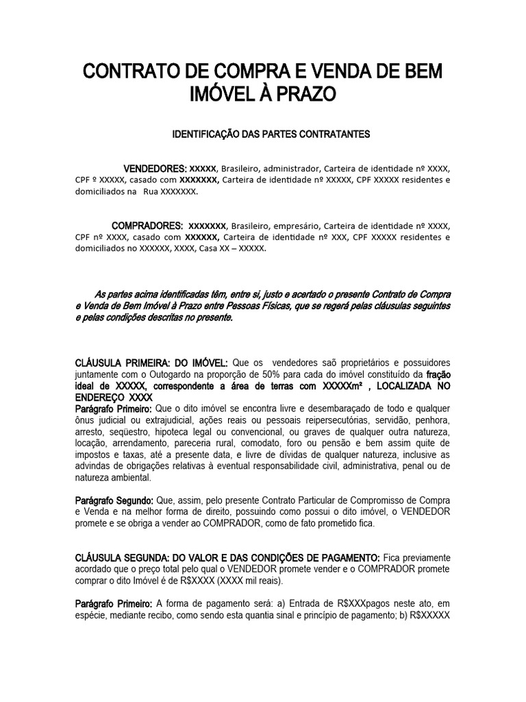 MODELO Contrato de Compra e venda | Download grátis PDF | Nota promissória comercial ...