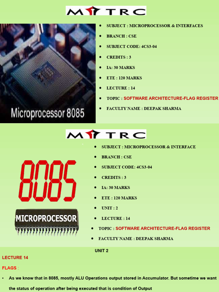 Software Architecture: Flag Register in 8085 | PDF | Computer Science | Central Processing Unit