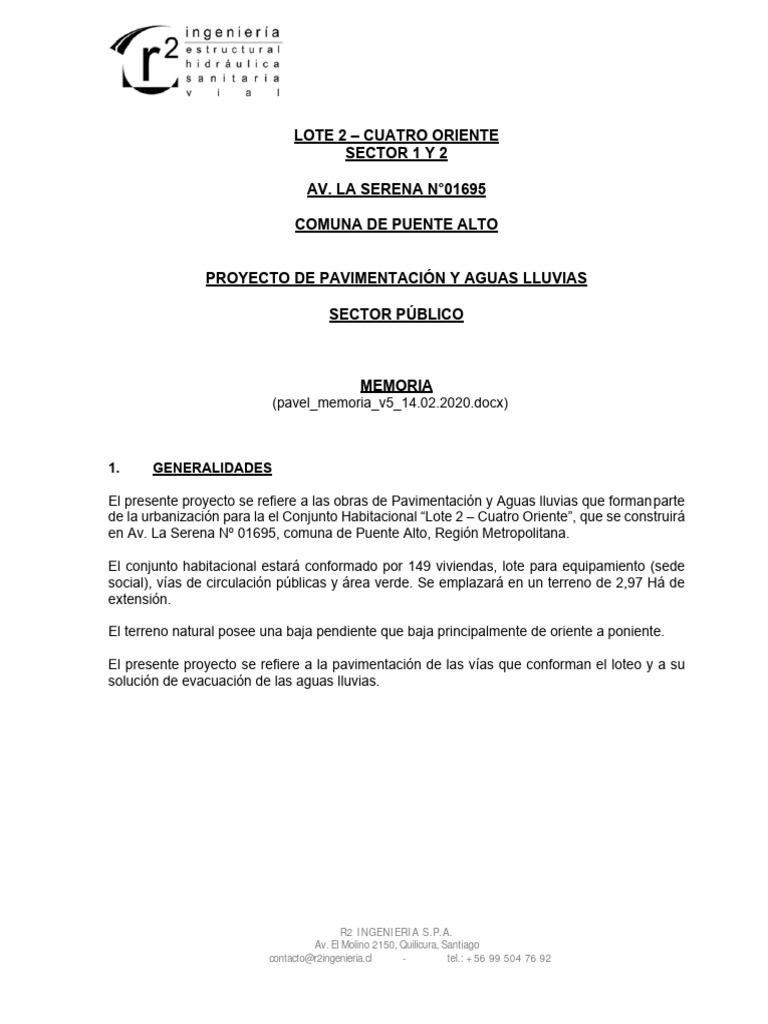Pavel Memoria V5 14.02.2020 | PDF | Santiago | Ingeniero civil