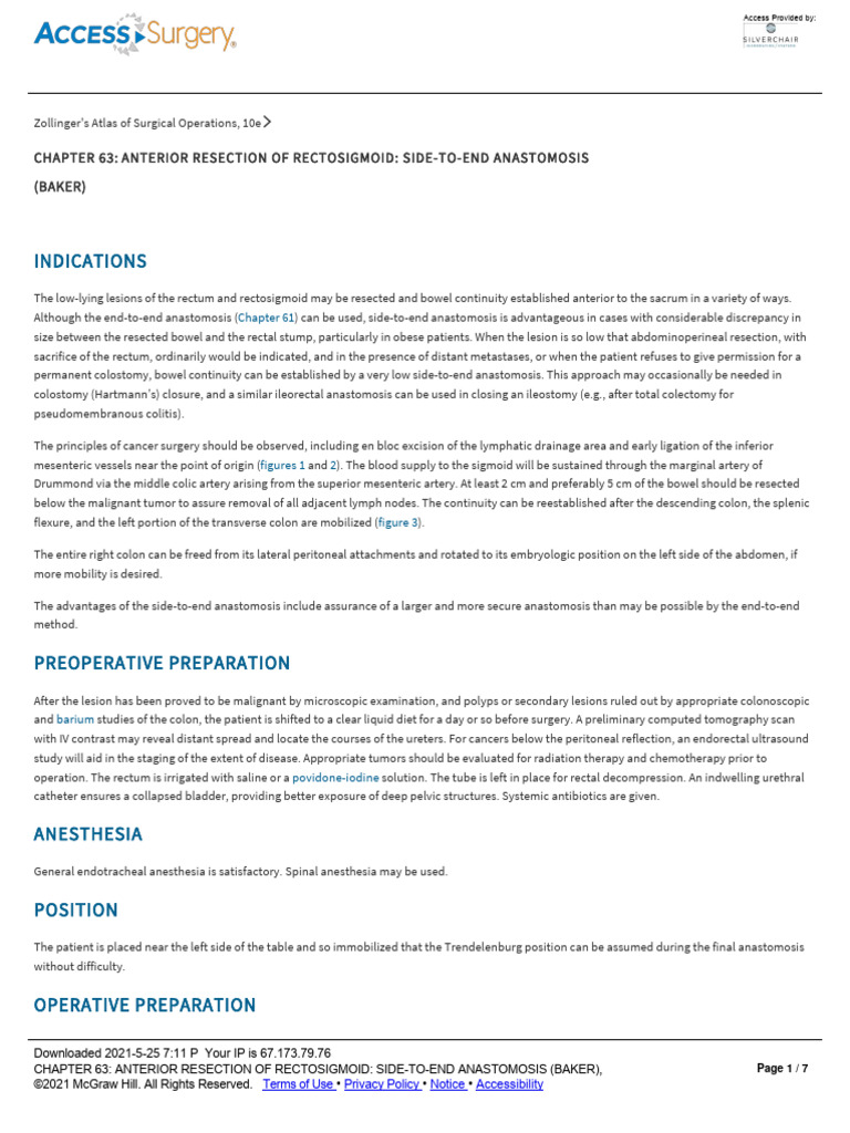 Chapter 63 - Anterior Resection of Rectosigmoid - Side-To-End ...